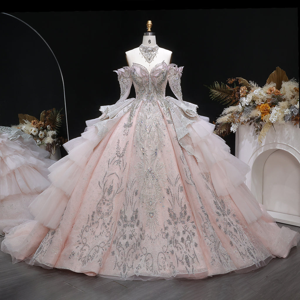 Luxury Embroidery Puff Sleeve Ball Gown Wedding Dress SW608 – SHARONSAID