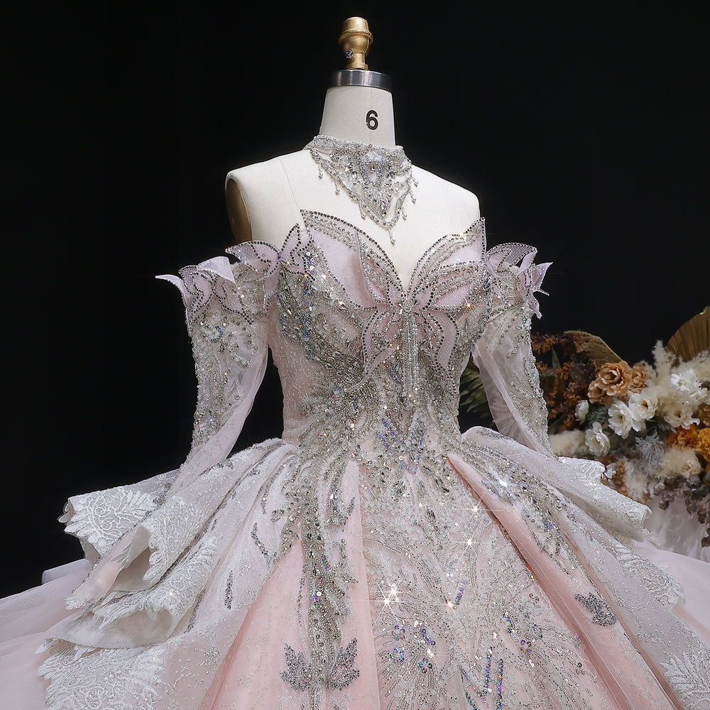 Luxury Embroidery Puff Sleeve Ball Gown Wedding Dress SW608 – SHARONSAID